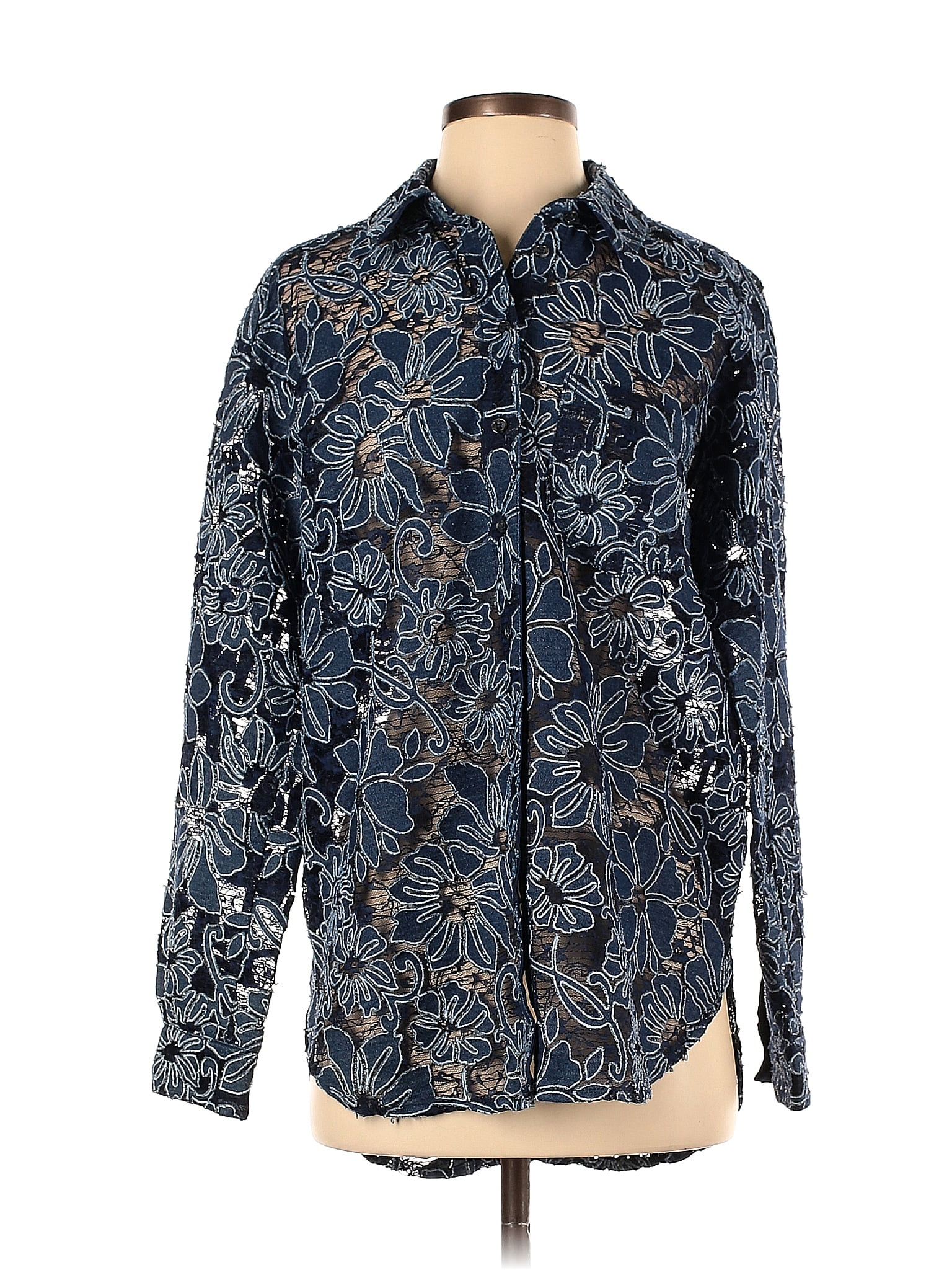 Pilcro 100 Cotton Blue Long Sleeve Button Down Shirt Size S 74 Off