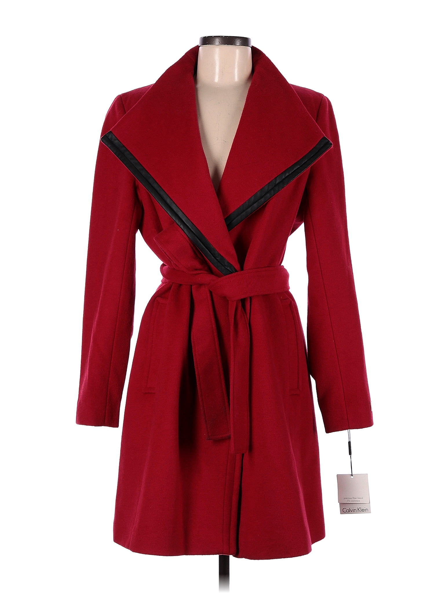 Calvin Klein Solid Red Coat Size 8 - 70% off | thredUP