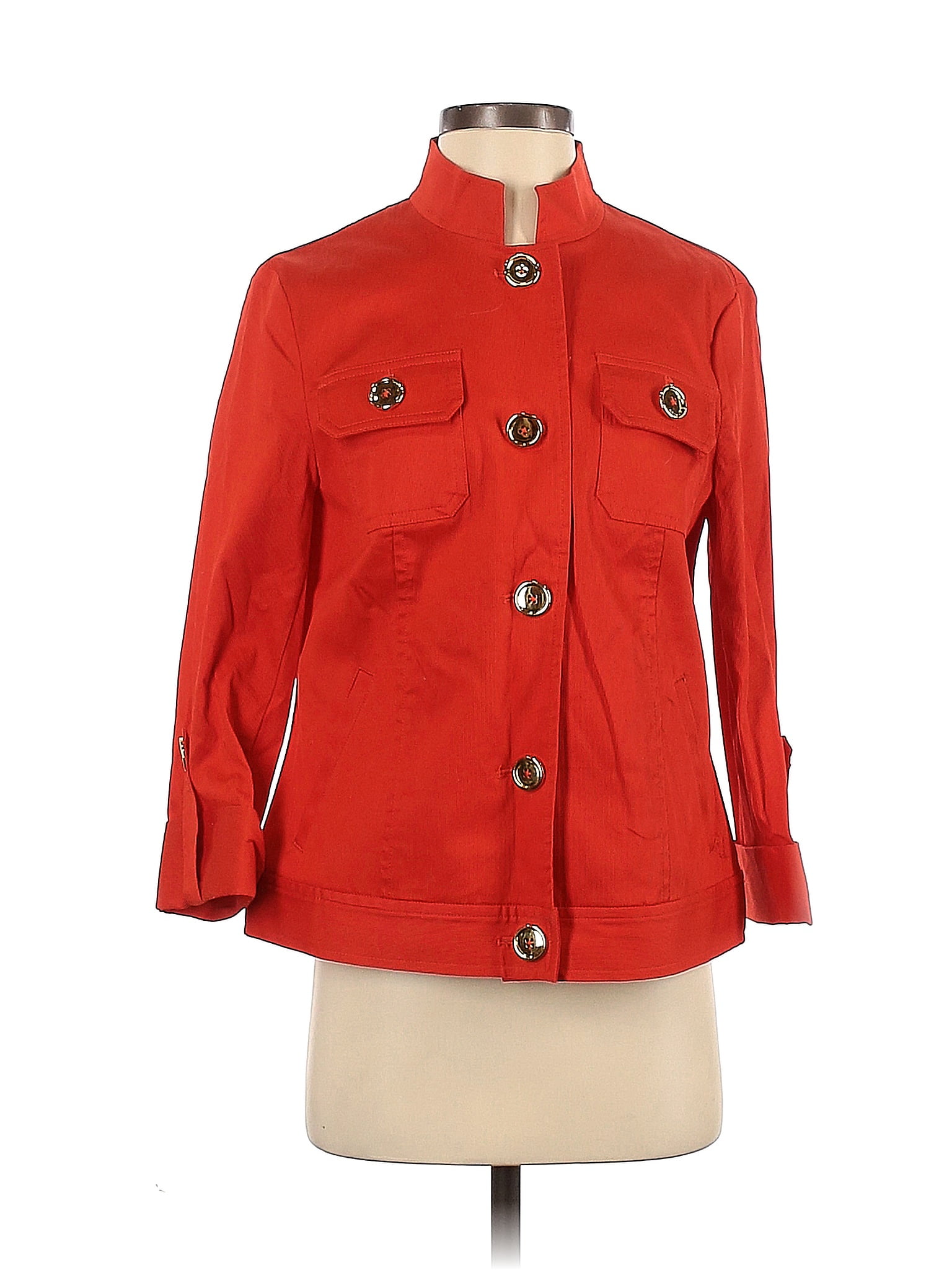 Jones New York Solid Orange Red Denim Jacket Size S - 80% off | thredUP
