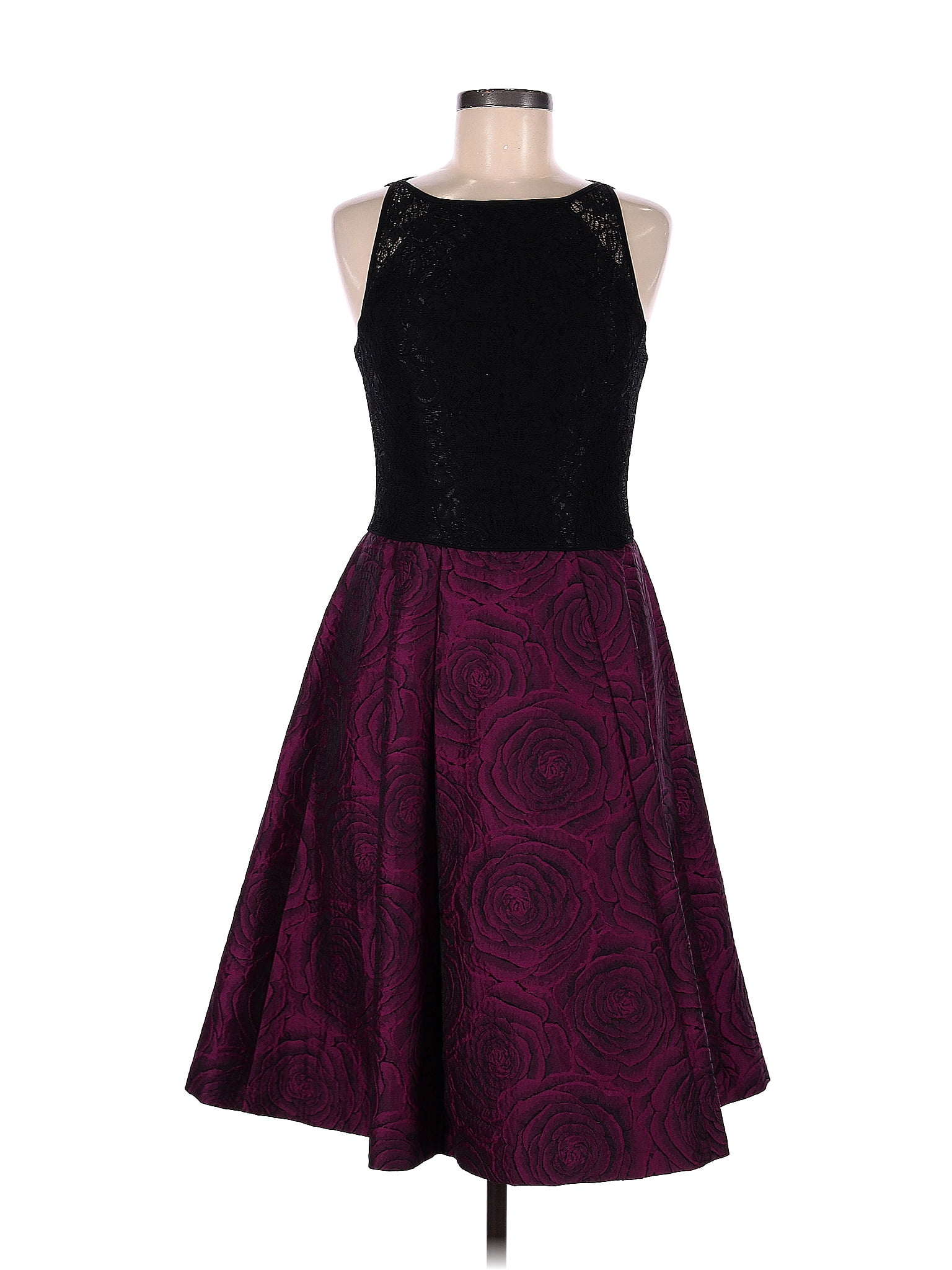 Maggy London 100 Polyester Multi Color Burgundy Cocktail Dress Size 6