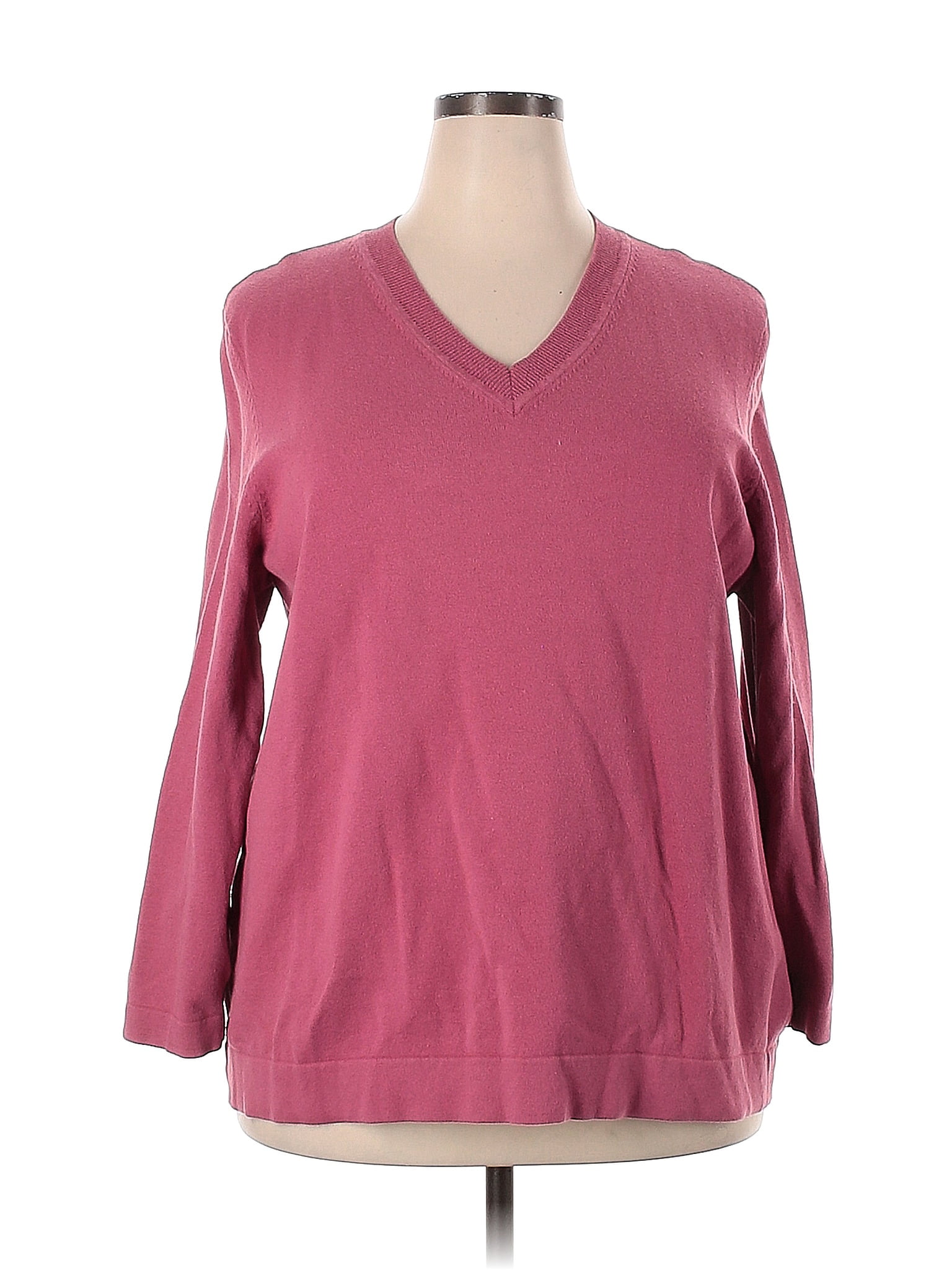 Elana by Tanner Color Block Solid Pink Pullover Sweater Size 2X (Plus ...