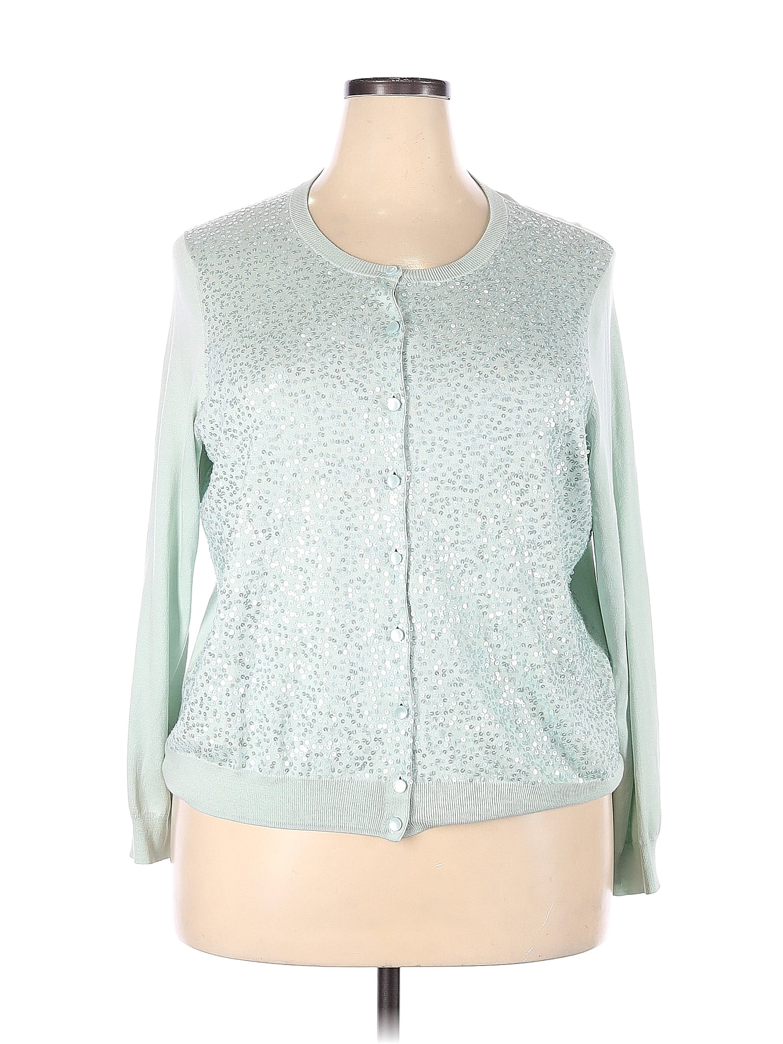 Talbots Color Block Green Silk Cardigan Size 3X (Plus) - 73% off | thredUP