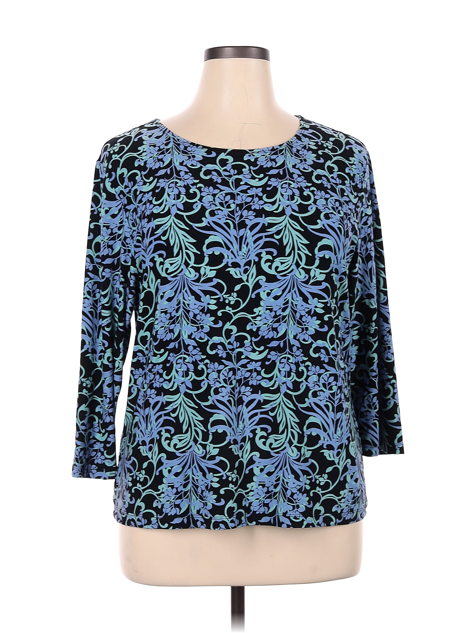 JM Collection Color Block Blue 3/4 Sleeve Blouse Size XL - 56% off ...