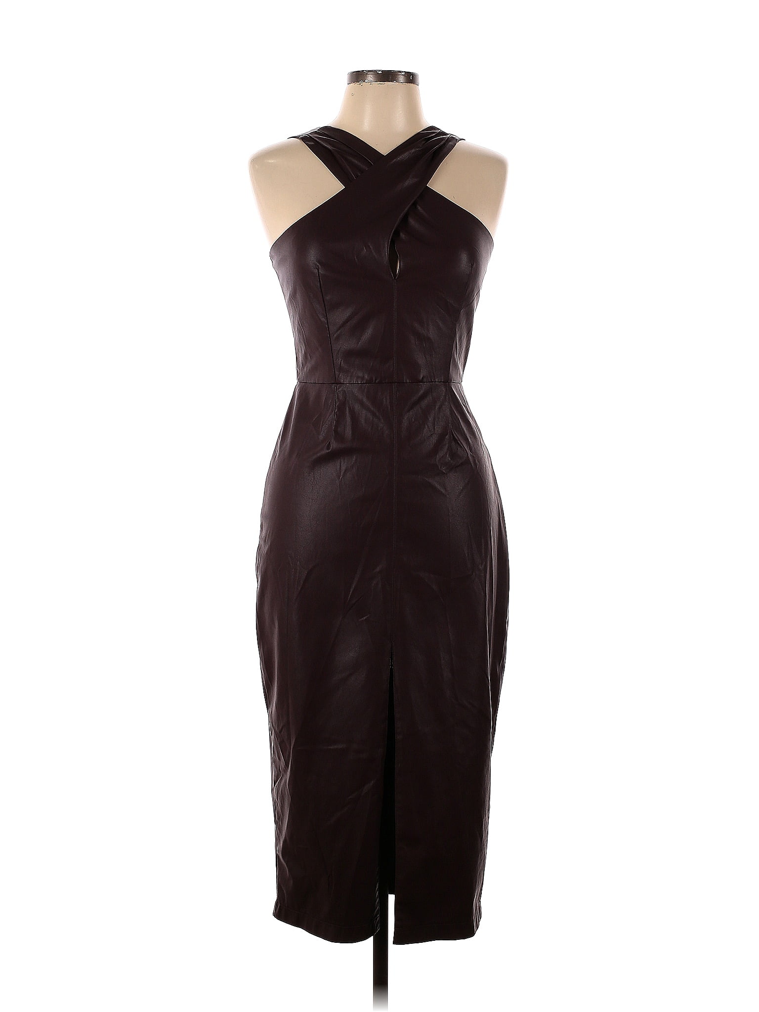 Saylor 100% Polyurethane Solid Brown Burgundy Rach Dress Size M - 83% ...