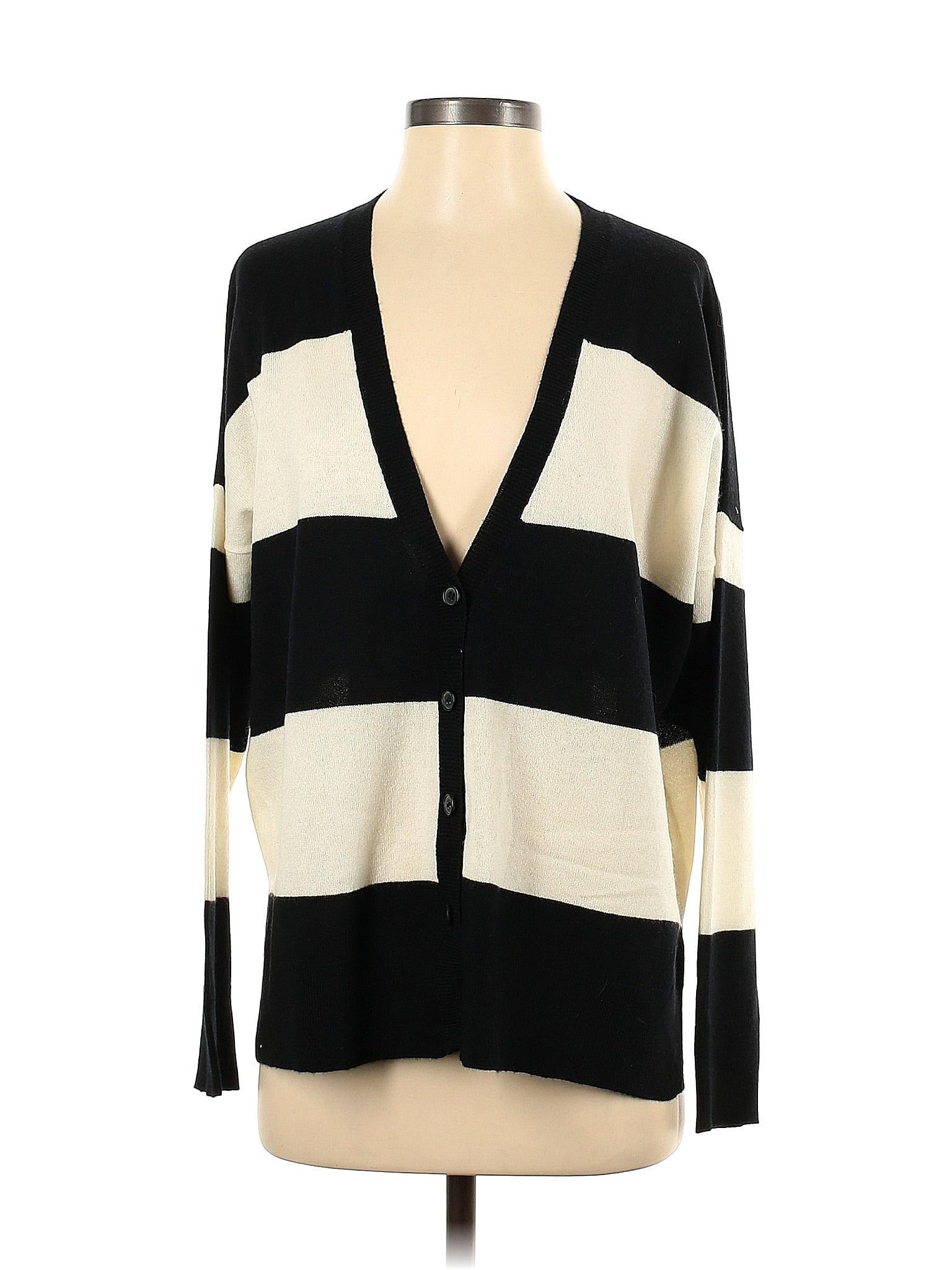 6397 100% Cashmere Color Block Stripes Black Cardigan Size XS - 80% off ...