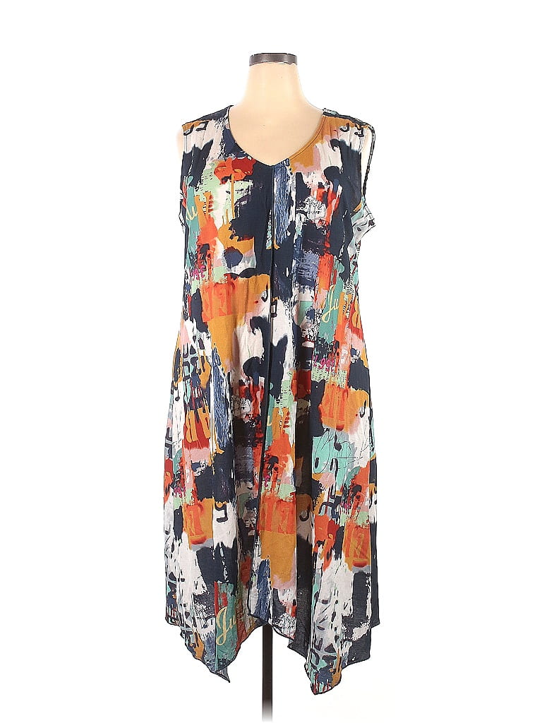 PURE essence Floral Multi Color Blue Casual Dress Size XXL - 72% off ...