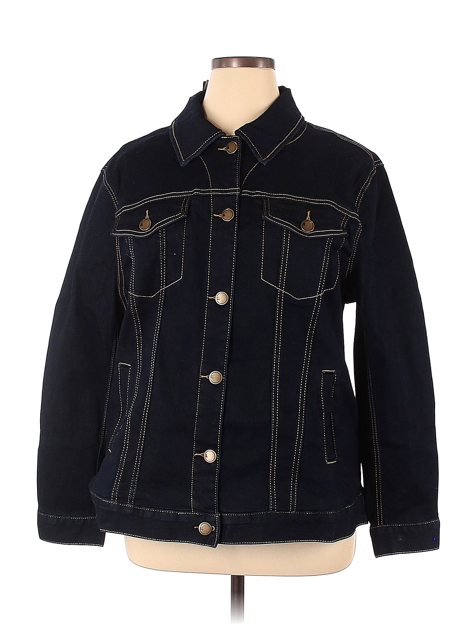 Lane Bryant Solid Blue Denim Jacket Size 16 Plus 64 Off Thredup