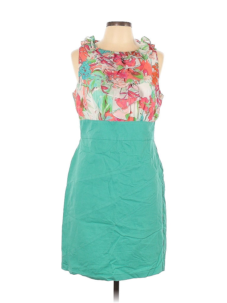 Alyx 100 Polyester Floral Teal Casual Dress Size 12 68 Off Thredup