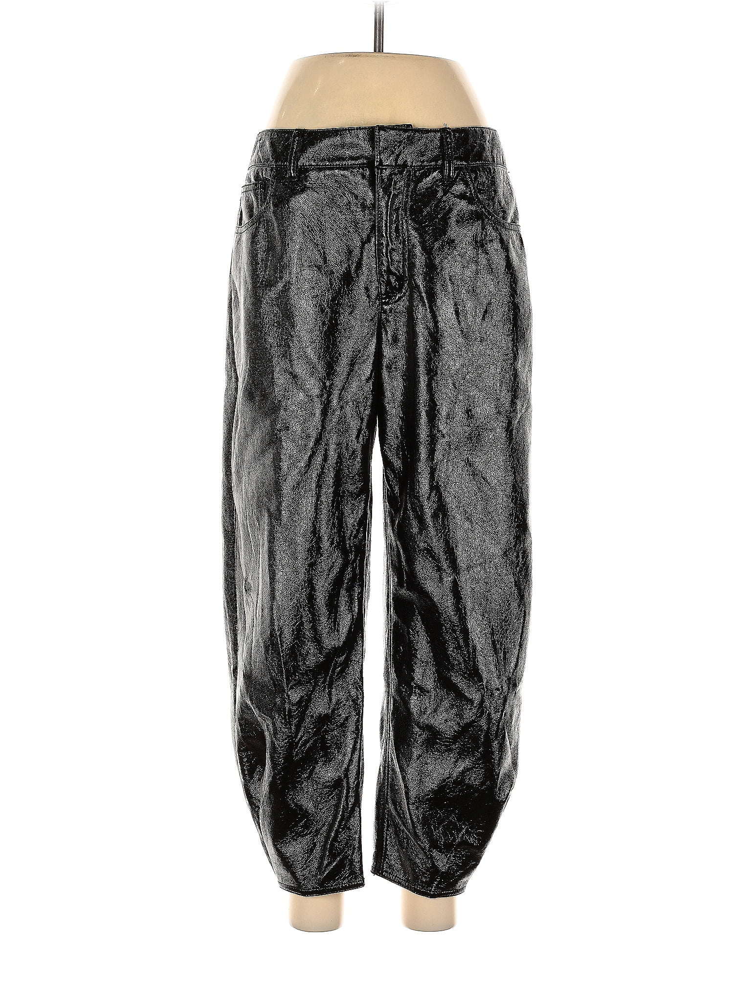 Tibi 100% Polyurethane Silver Faux Patent Leather Sculpted Pant 29 ...