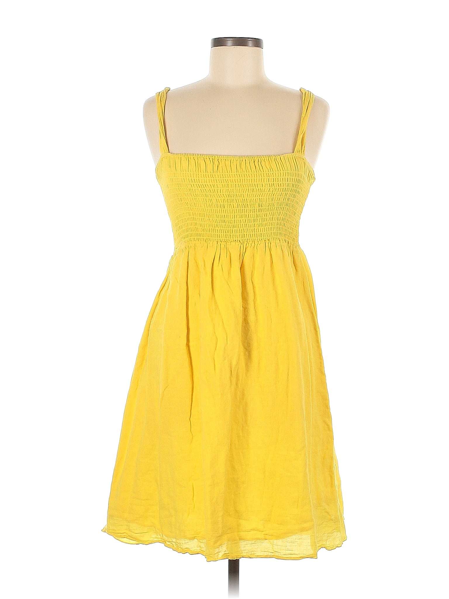 Allison Brittney 100% Cotton Solid Yellow Casual Dress Size M - 46% off ...