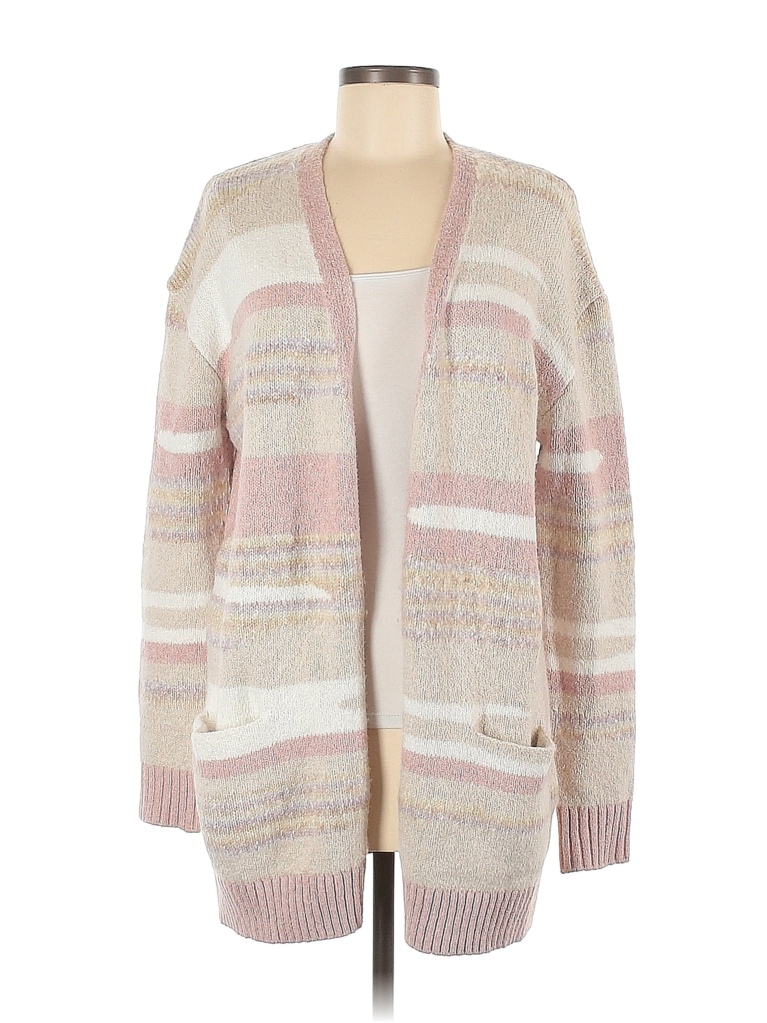Caslon Color Block Stripes Ivory Cardigan Size M 68 Off Thredup