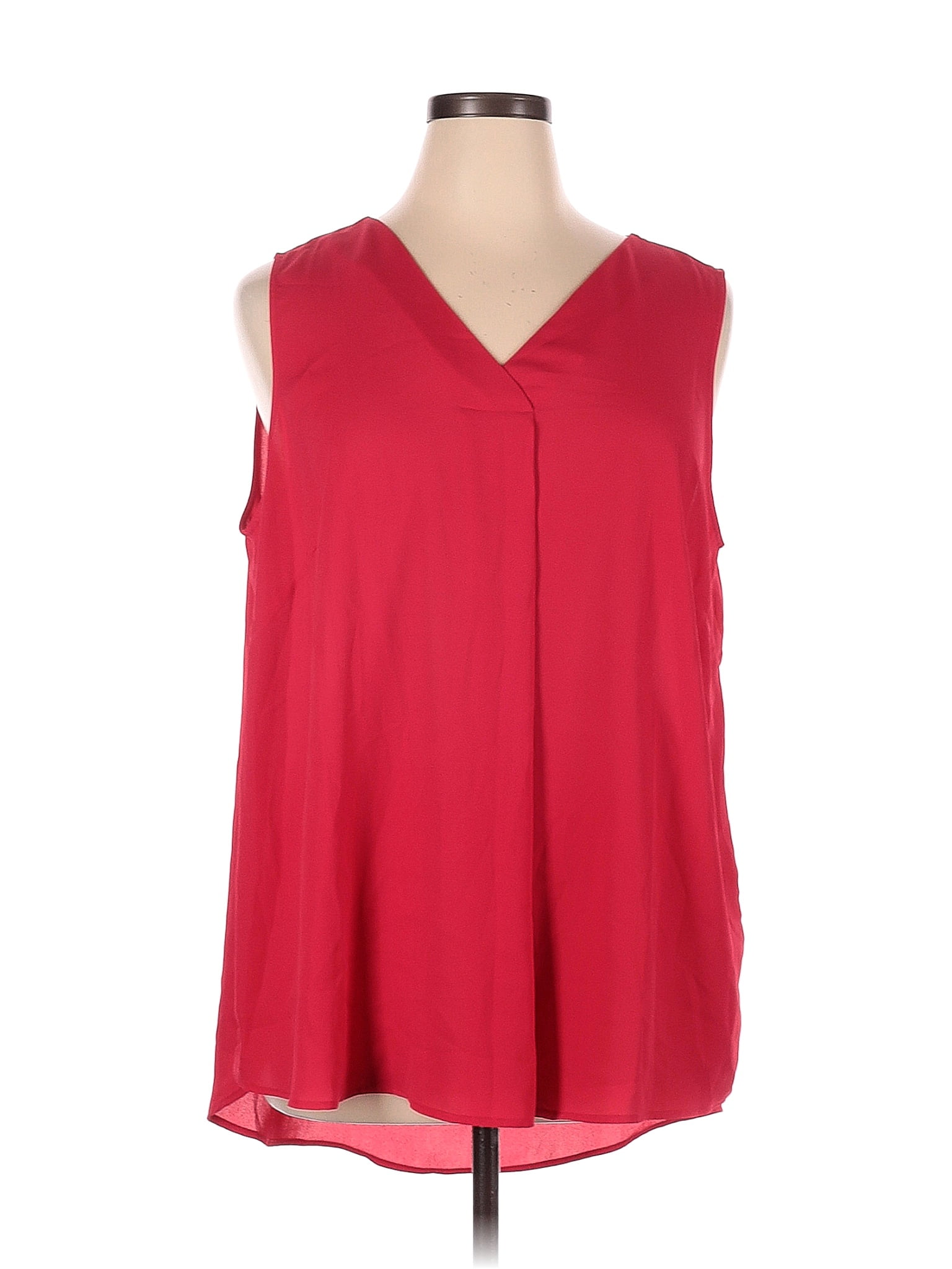 Joan Rivers 100% Polyester Solid Red Sleeveless Blouse Size 1X (Plus ...