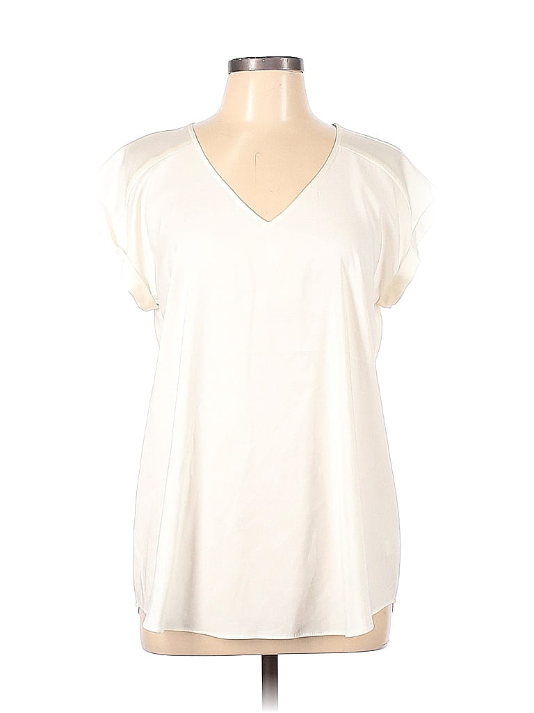 Express Outlet Solid Ivory Short Sleeve Blouse Size L - 48% off | thredUP