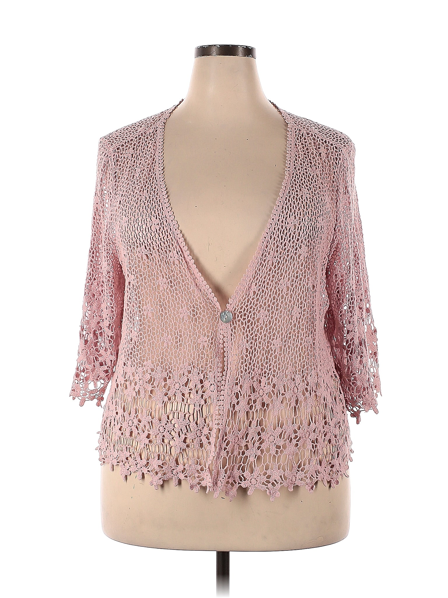 Rabbit Rabbit Rabbit Designs 100% Cotton Color Block Pink Cardigan Size ...