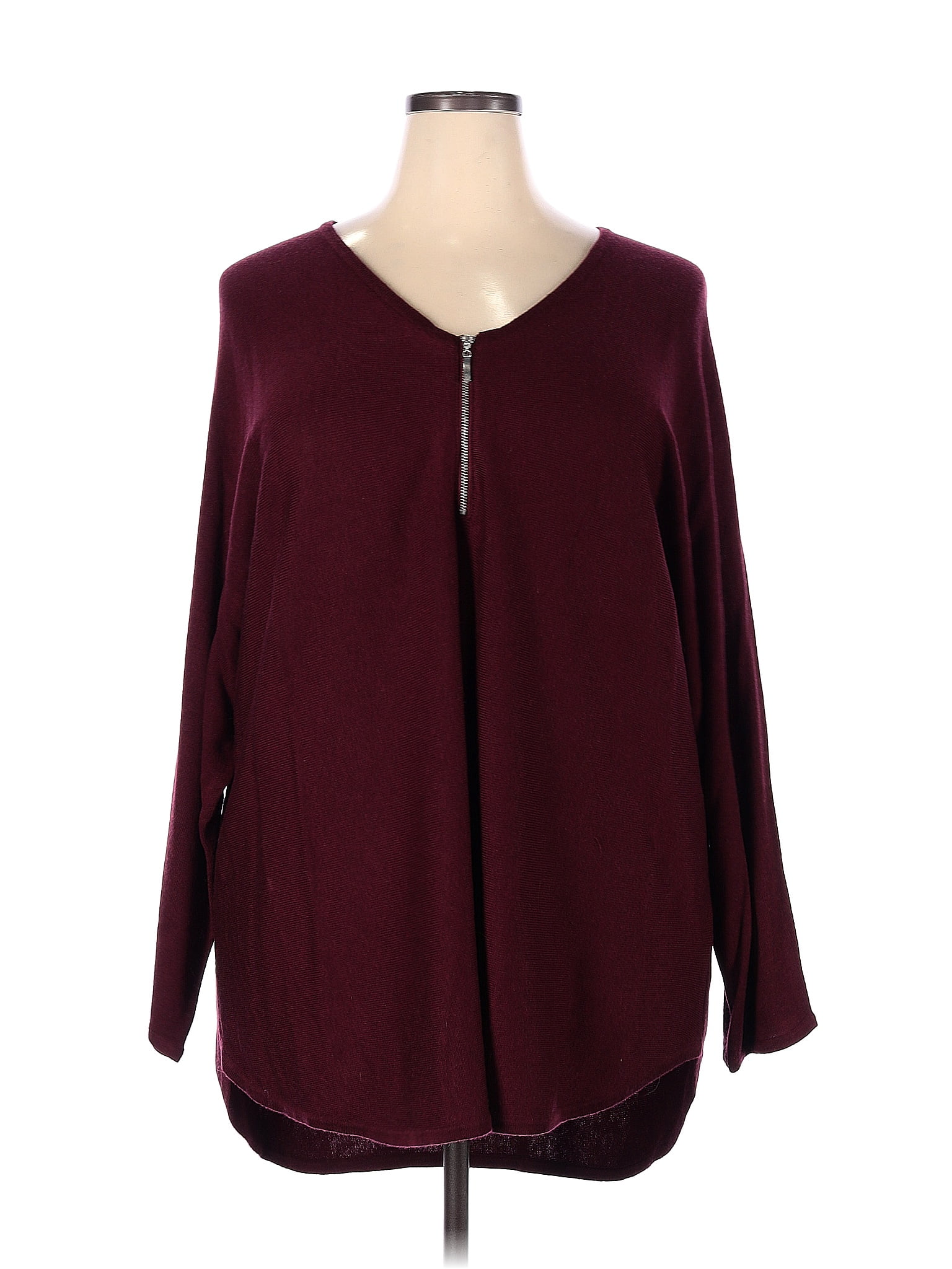Chelsea & Theodore Color Block Burgundy Pullover Sweater Size 3X (Plus ...