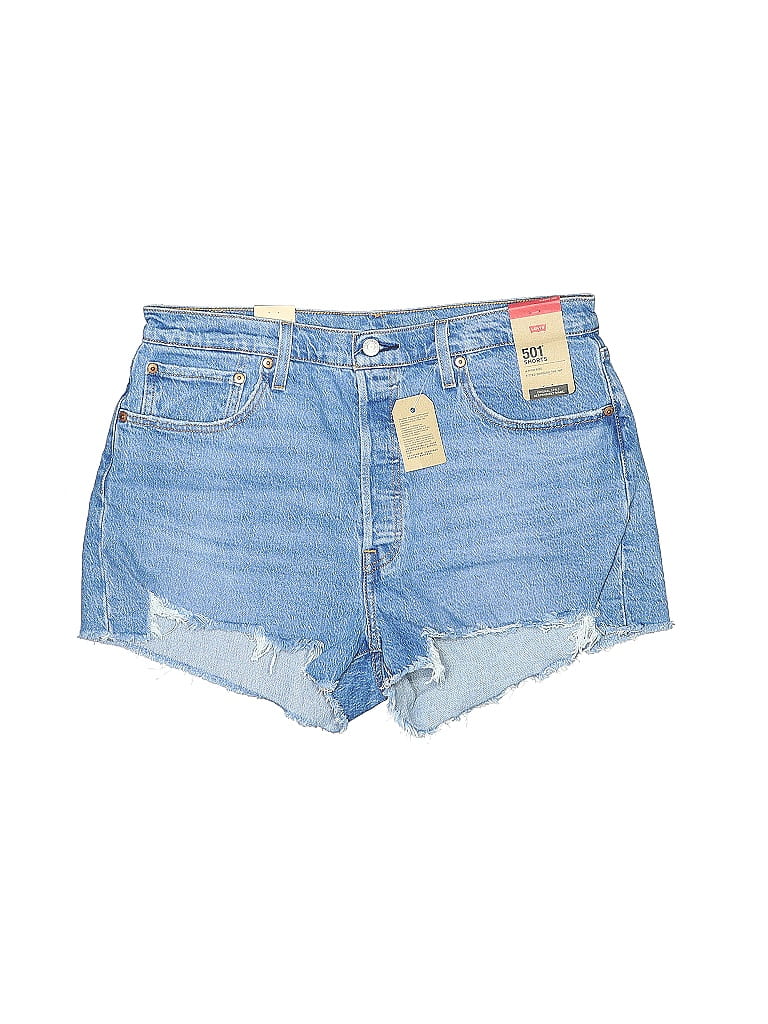 Levi's Solid Blue Denim Shorts 34 Waist - 89% off | thredUP