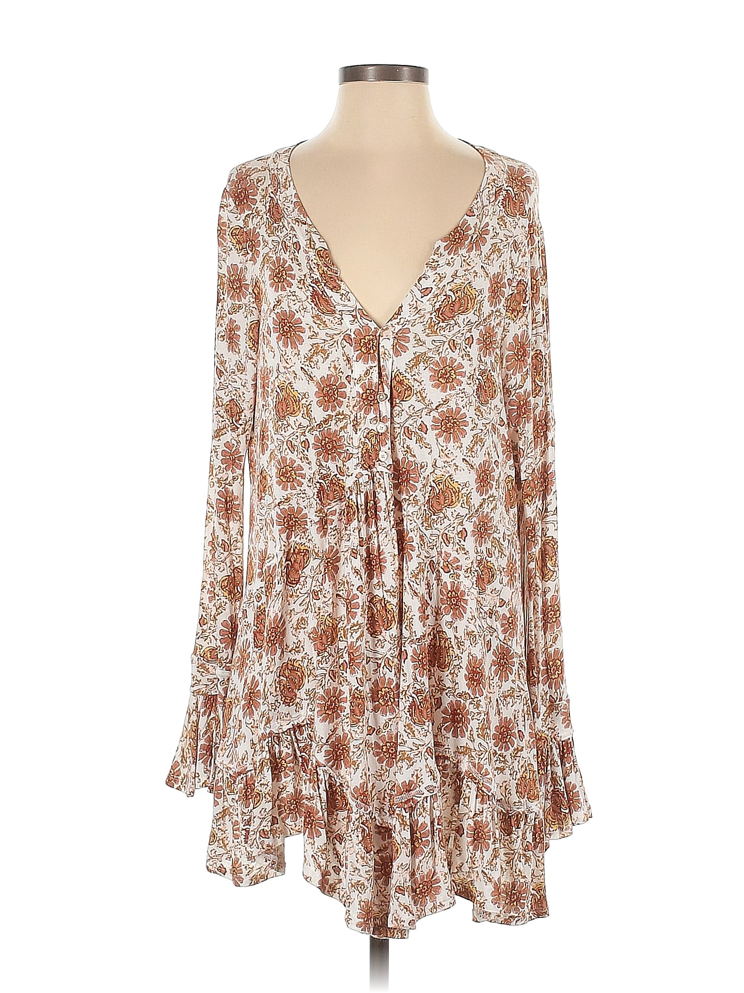 Free People Floral Multi Color Brown Casual Dress Size S - 67% off ...