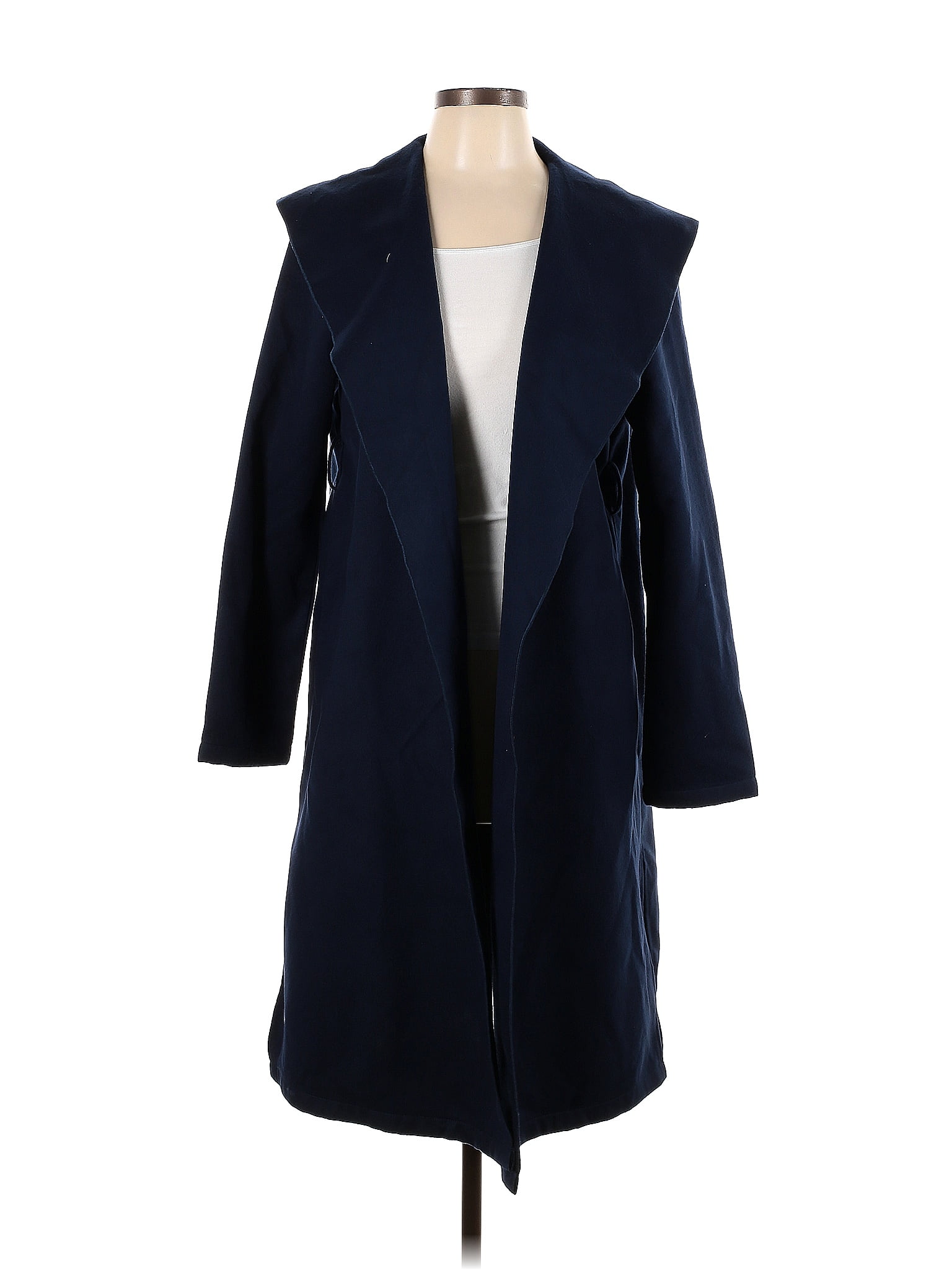 Shein 100% Polyester Solid Navy Blue Coat Size L - 50% off | thredUP