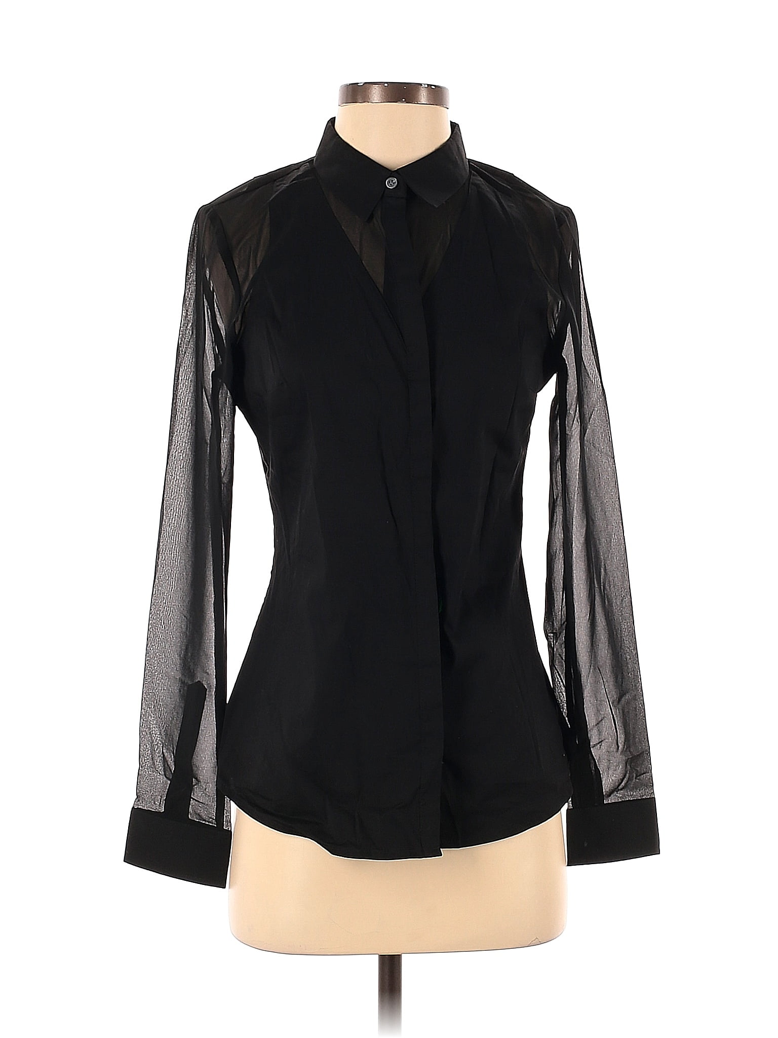 Express Solid Black Long Sleeve Blouse Size S 59 Off Thredup
