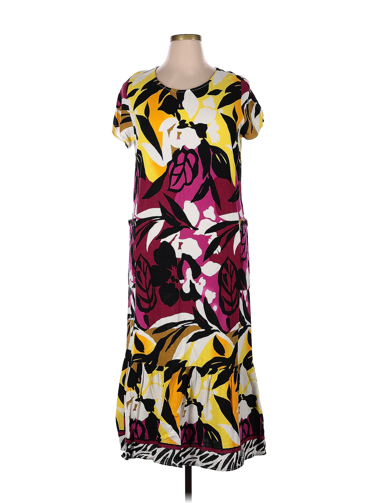 For Cynthia Floral Multi Color Burgundy Casual Dress Size Xl 77 Off