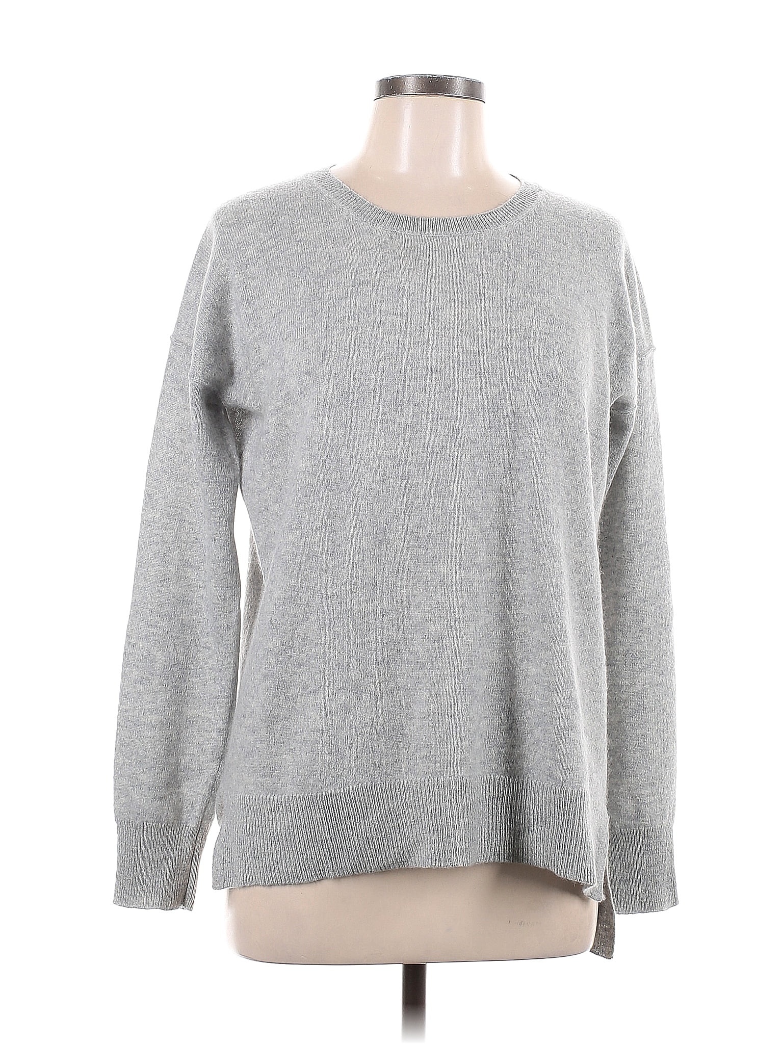 Aqua 100% Cashmere Color Block Marled Gray Pullover Sweater Size L - 69 ...