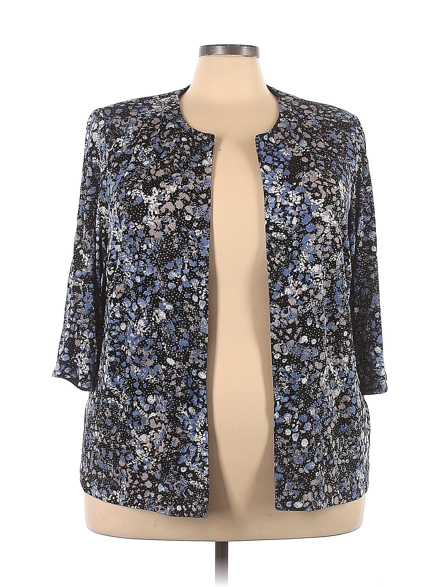 Alex Evenings Floral Multi Color Blue Jacket Size 3X (Plus) - 76% off ...