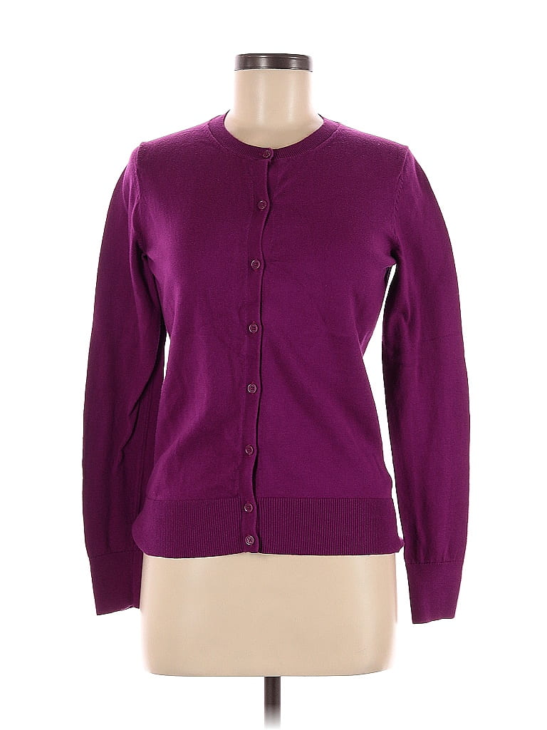 Gap 100 Cotton Color Block Solid Purple Cardigan Size M 65 Off