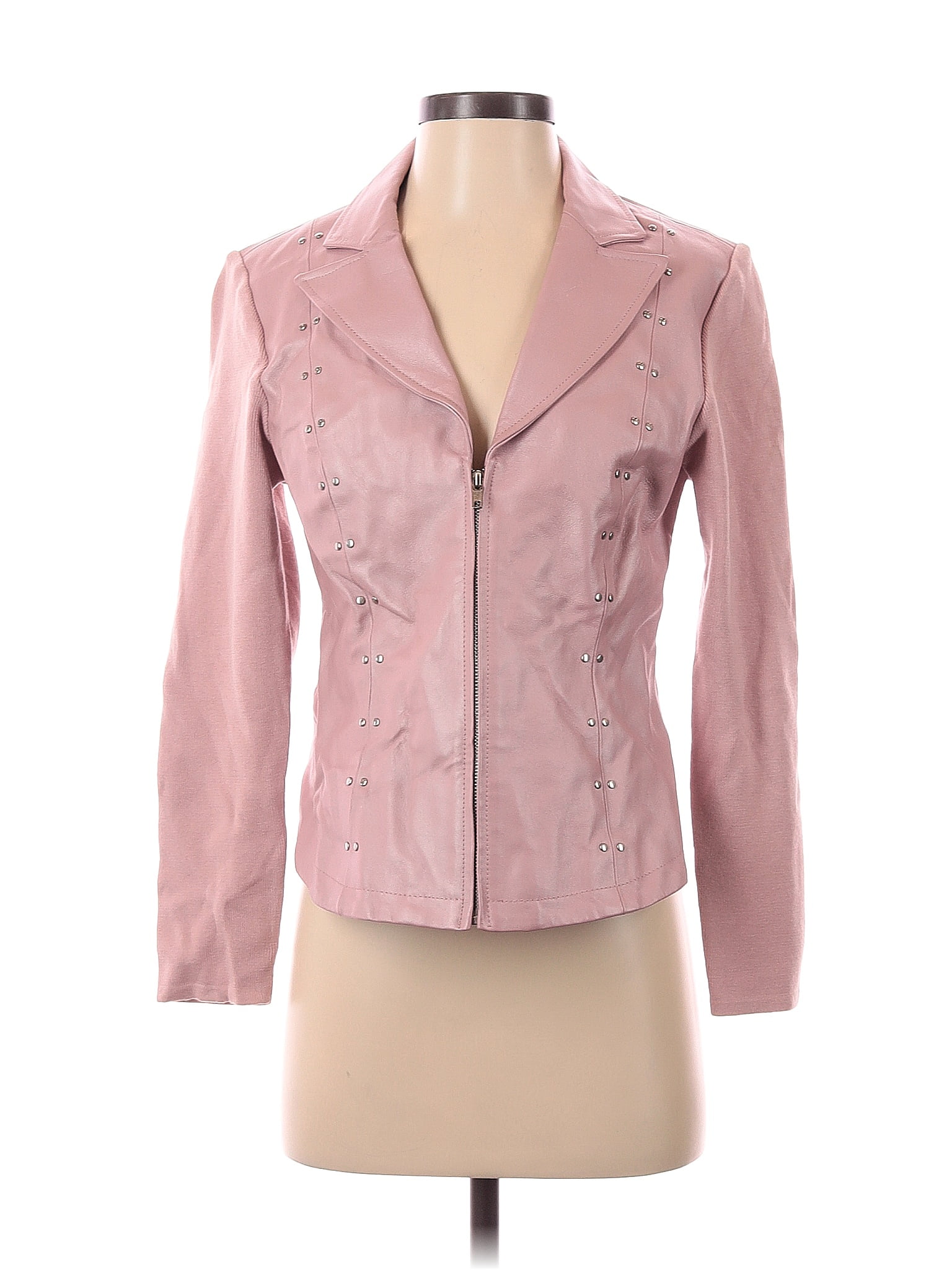 Nygard Collection Solid Blush Pink Leather Jacket Size S (Petite) - 71% ...