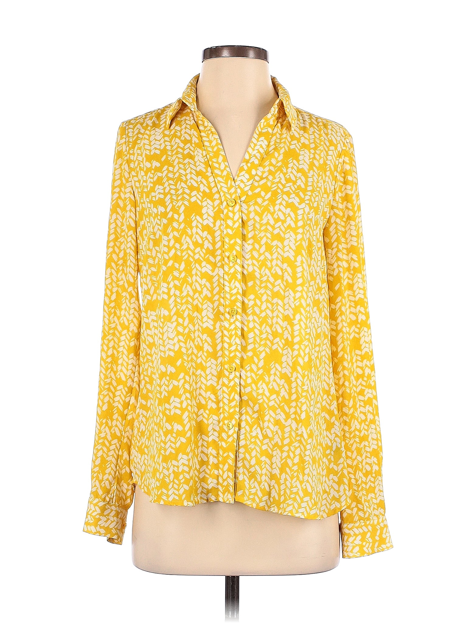 The Limited 100 Polyester Yellow Long Sleeve Blouse Size S 79 Off