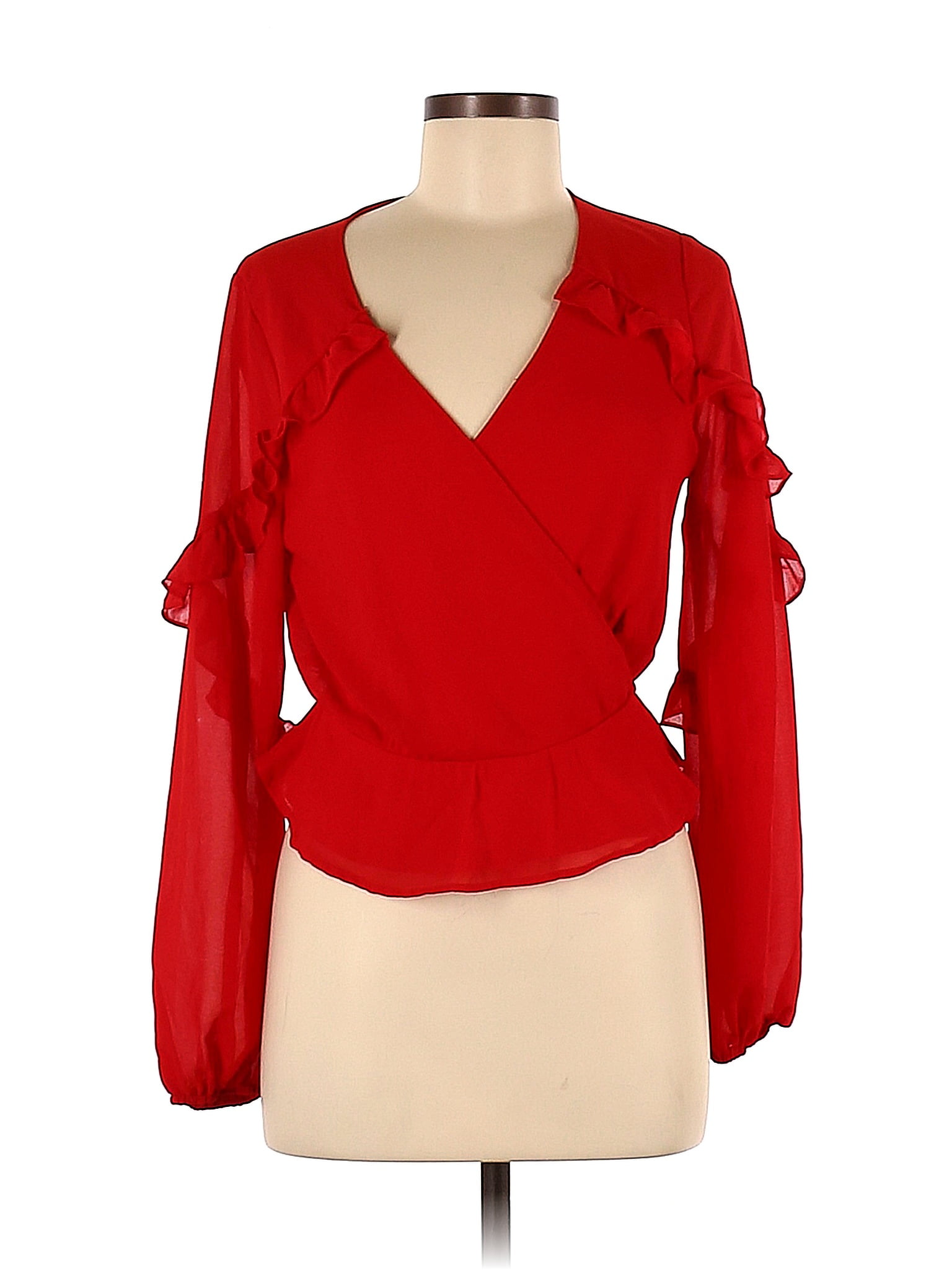 Mi Ami 100 Polyester Red Long Sleeve Blouse Size M 52 Off Thredup