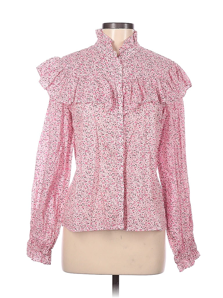 Loveshackfancy 100 Cotton Floral Pink Long Sleeve Blouse Size M 61