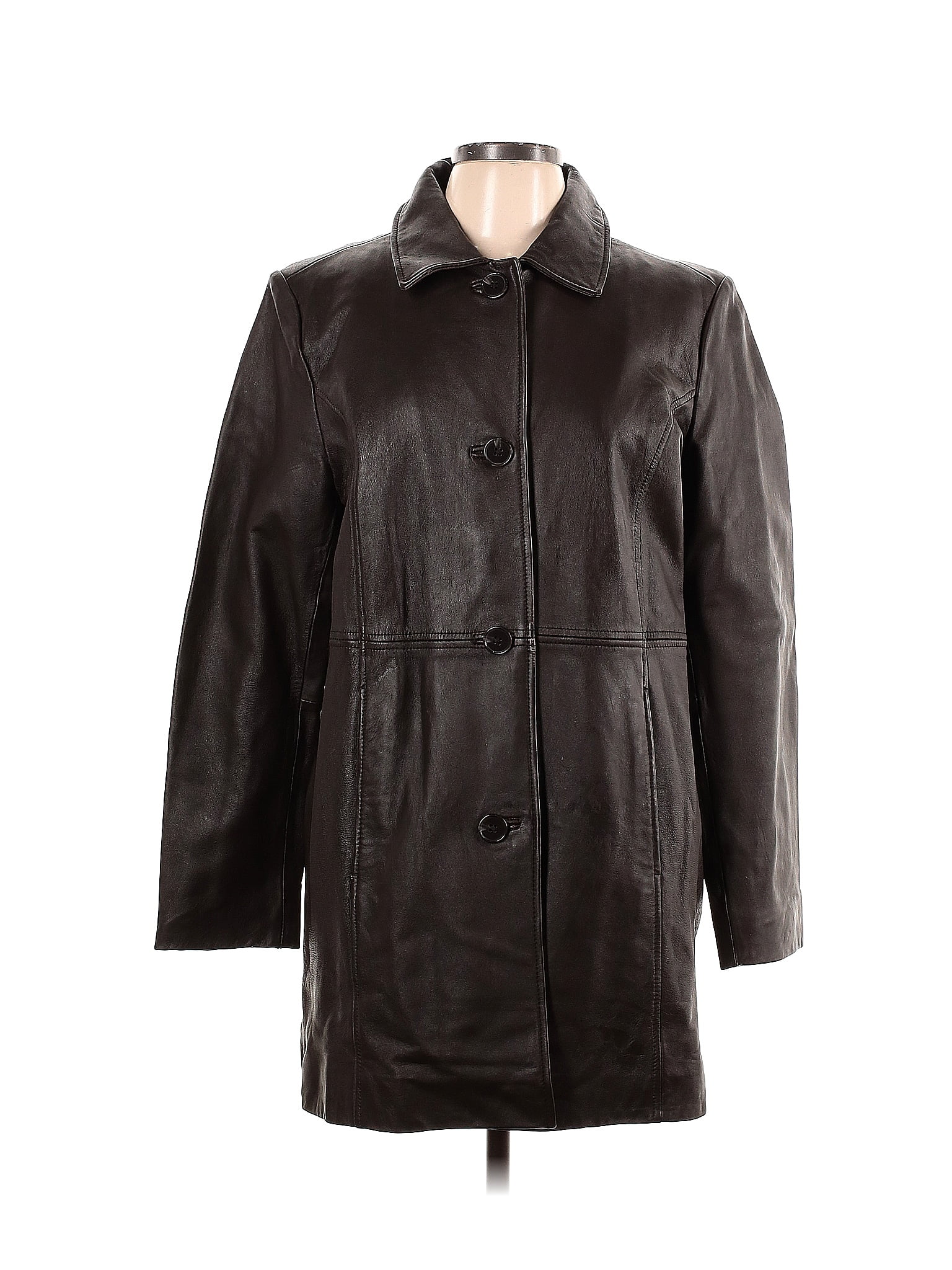 Jaclyn Smith 100% Leather Solid Brown Leather Jacket Size L - 33% off | thredUP