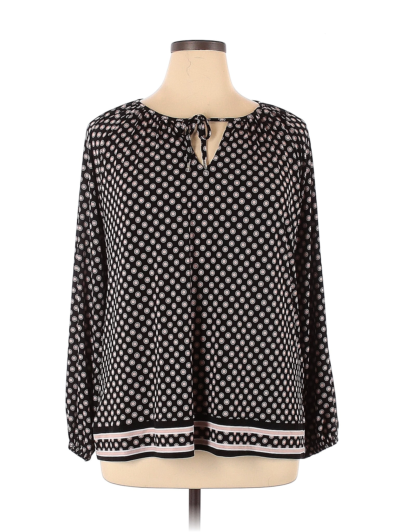 Michael Michael Kors Polka Dots Black Long Sleeve Blouse Size 1x Plus