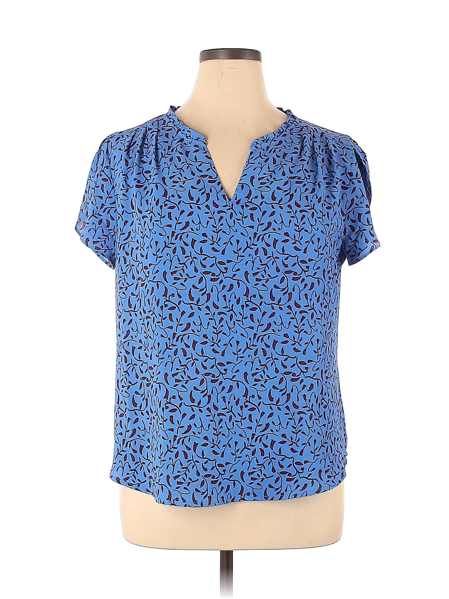 41hawthorn 100 Polyester Blue Short Sleeve Blouse Size Xl 52 Off