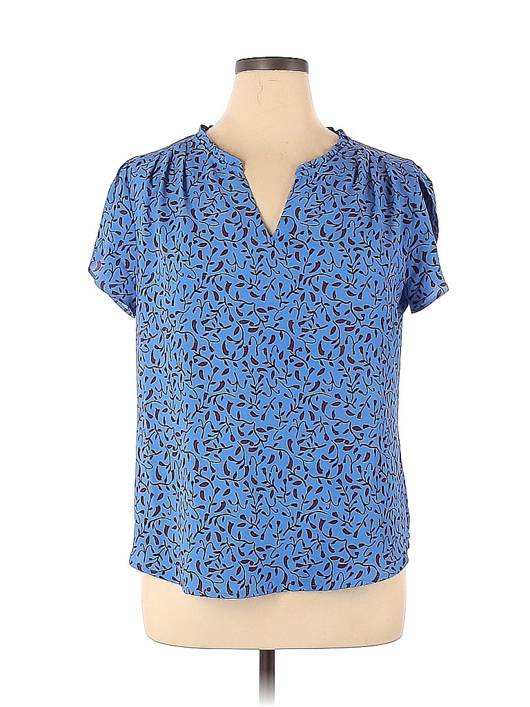 41hawthorn 100 Polyester Blue Short Sleeve Blouse Size Xl 52 Off