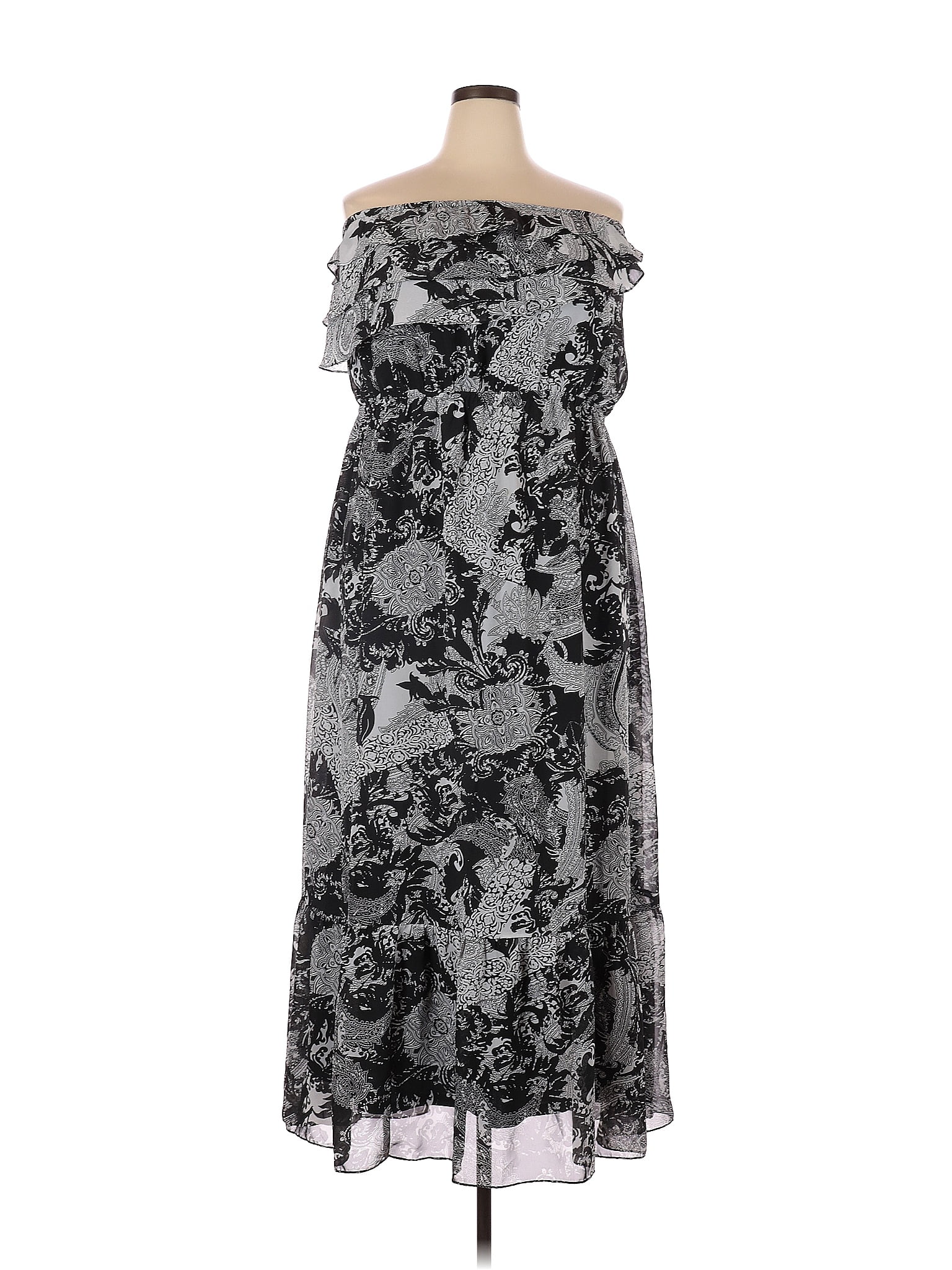 Lane Bryant 100 Polyester Multi Color Gray Casual Dress Size 26 28
