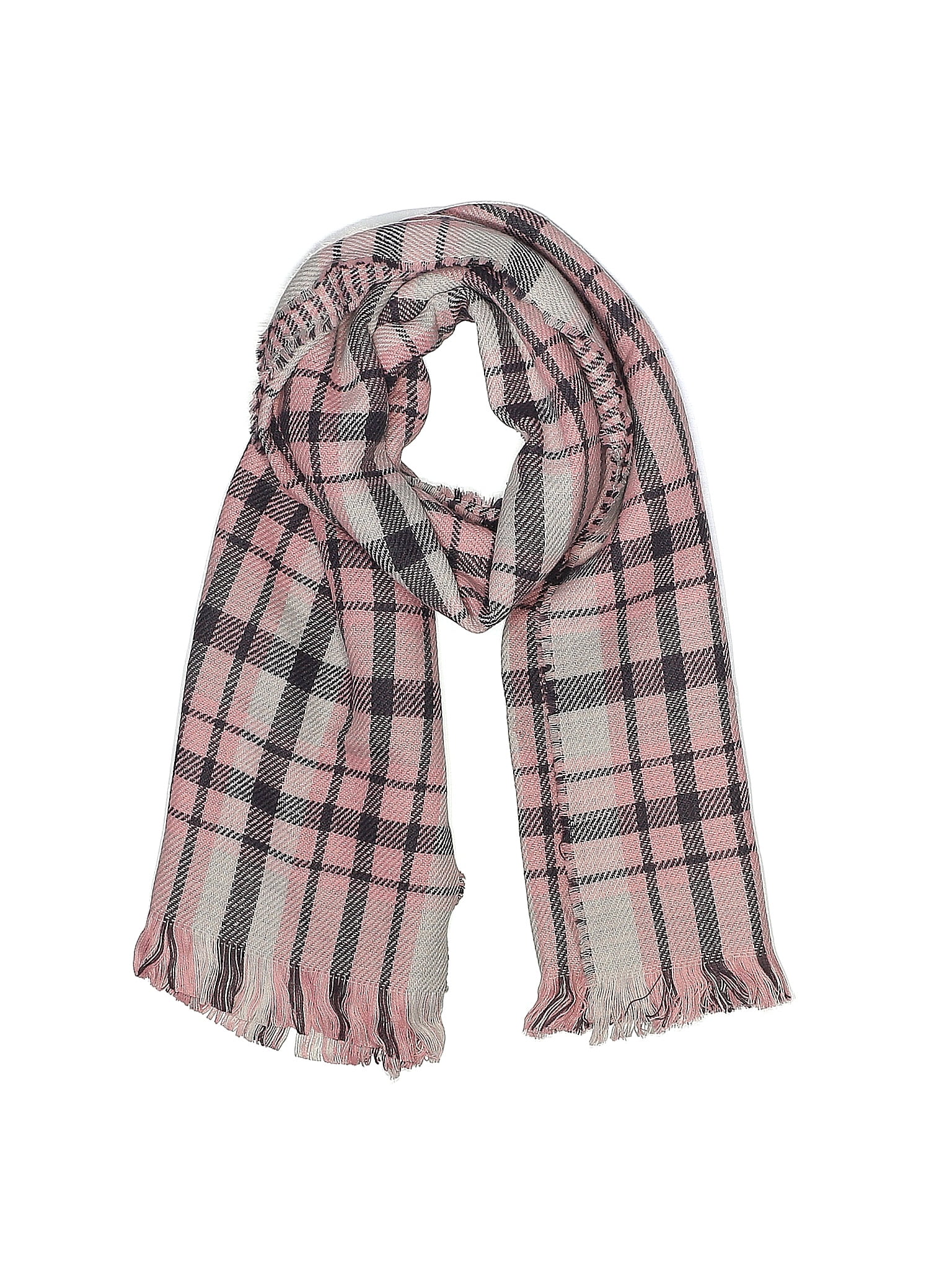 Top It Off 100% Polyester Plaid Multi Color Pink Scarf One Size - 65% ...