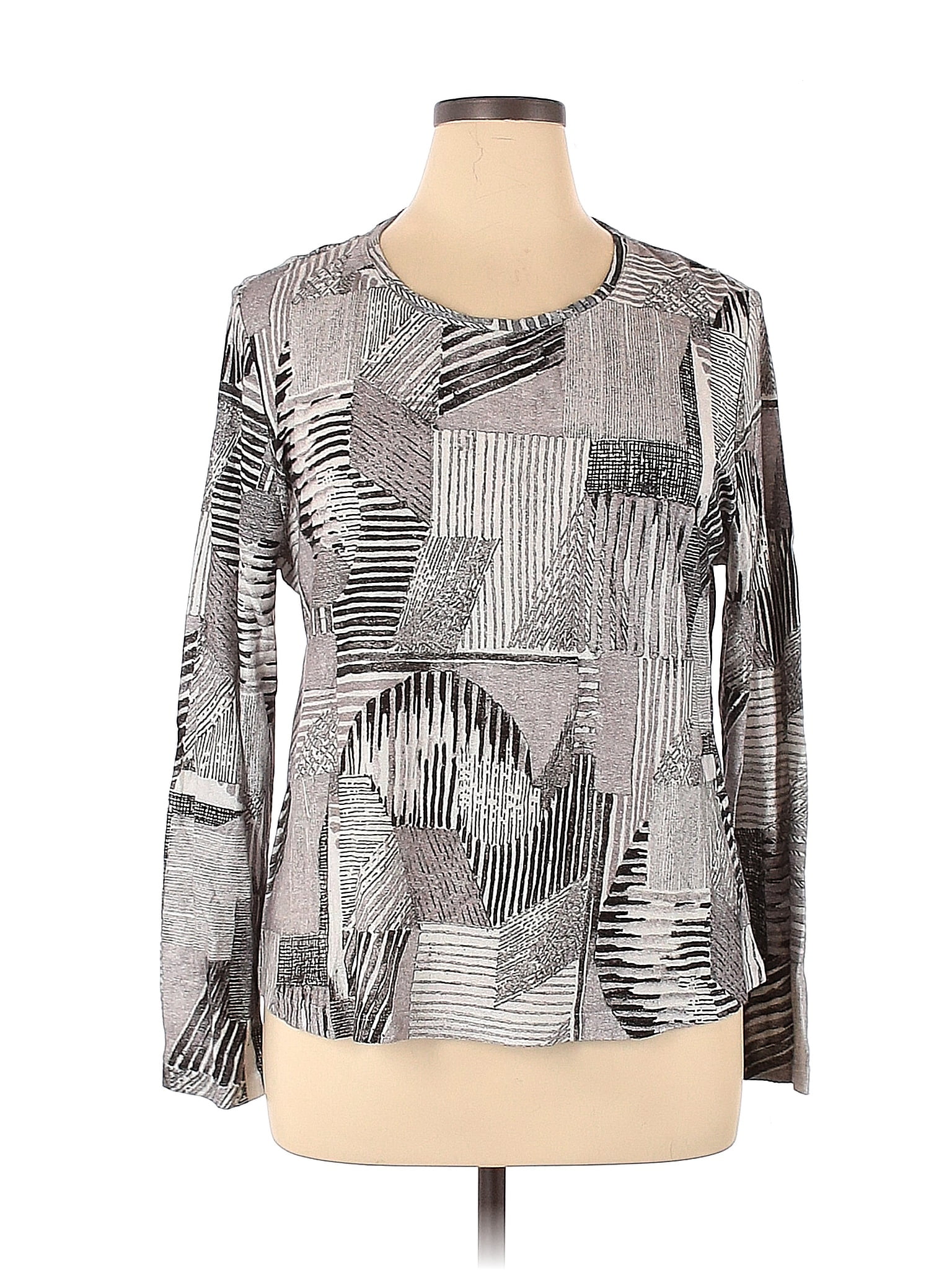 Weekends by Chico's 100% Modal Silver Long Sleeve T-Shirt Size XL (3 ...