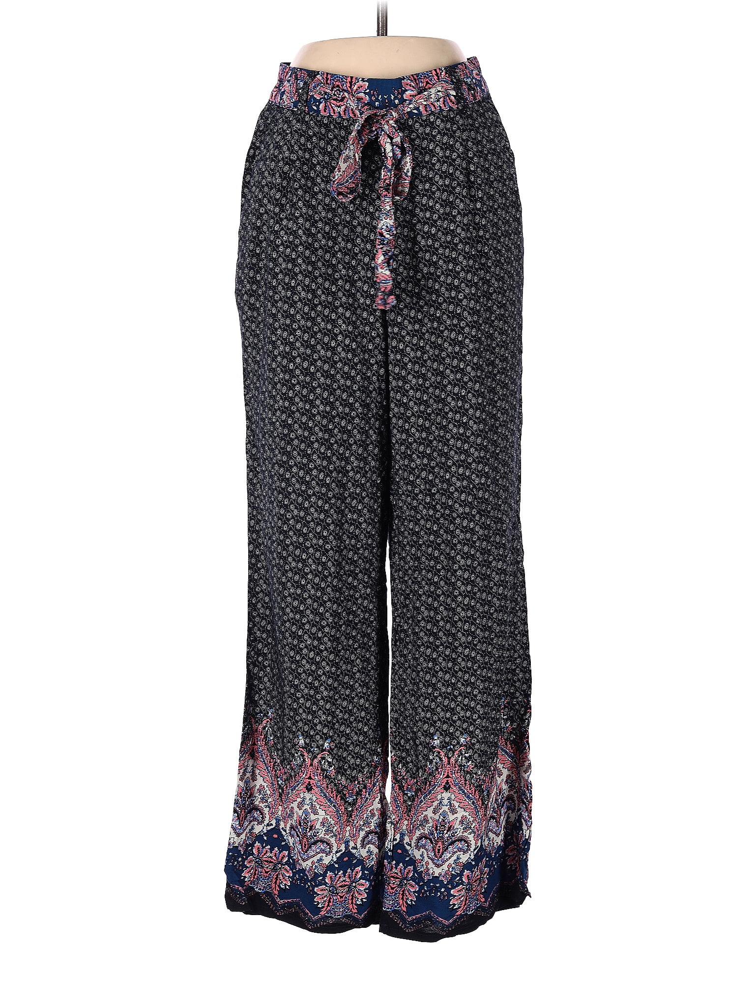 Solitaire 100% Rayon Floral Motif Black Casual Pants Size S - 50% off ...