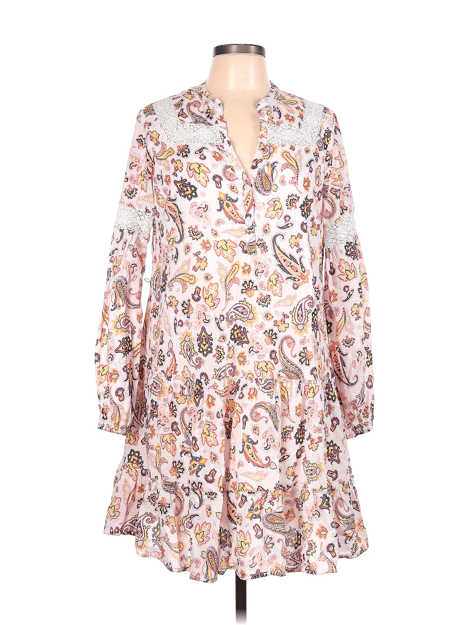 Jessica Simpson 100% Cotton Paisley Multi Color Ivory Casual Dress Size ...