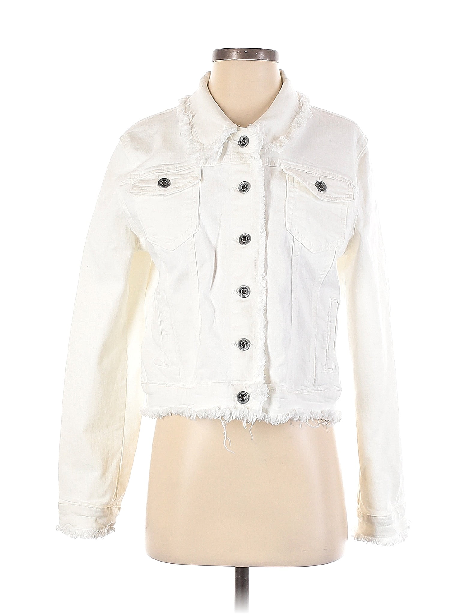 Q2 White Denim Jacket Size M - 55% off | ThredUp