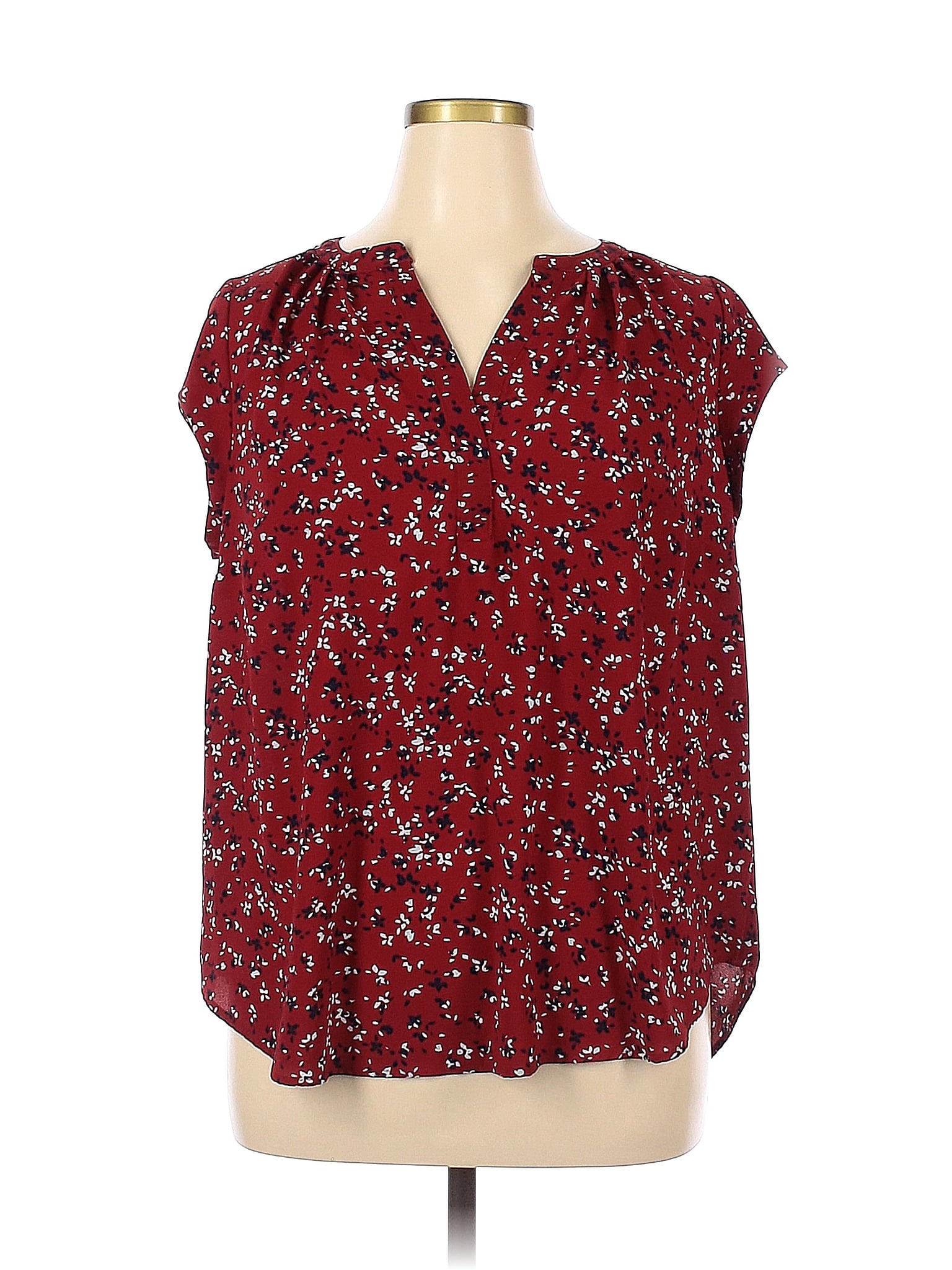 41hawthorn Red Burgundy Short Sleeve Blouse Size 1x Plus 45 Off