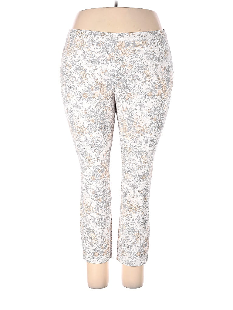 Isaac Mizrahi Live Floral Multi Color Silver Casual Pants Size 22