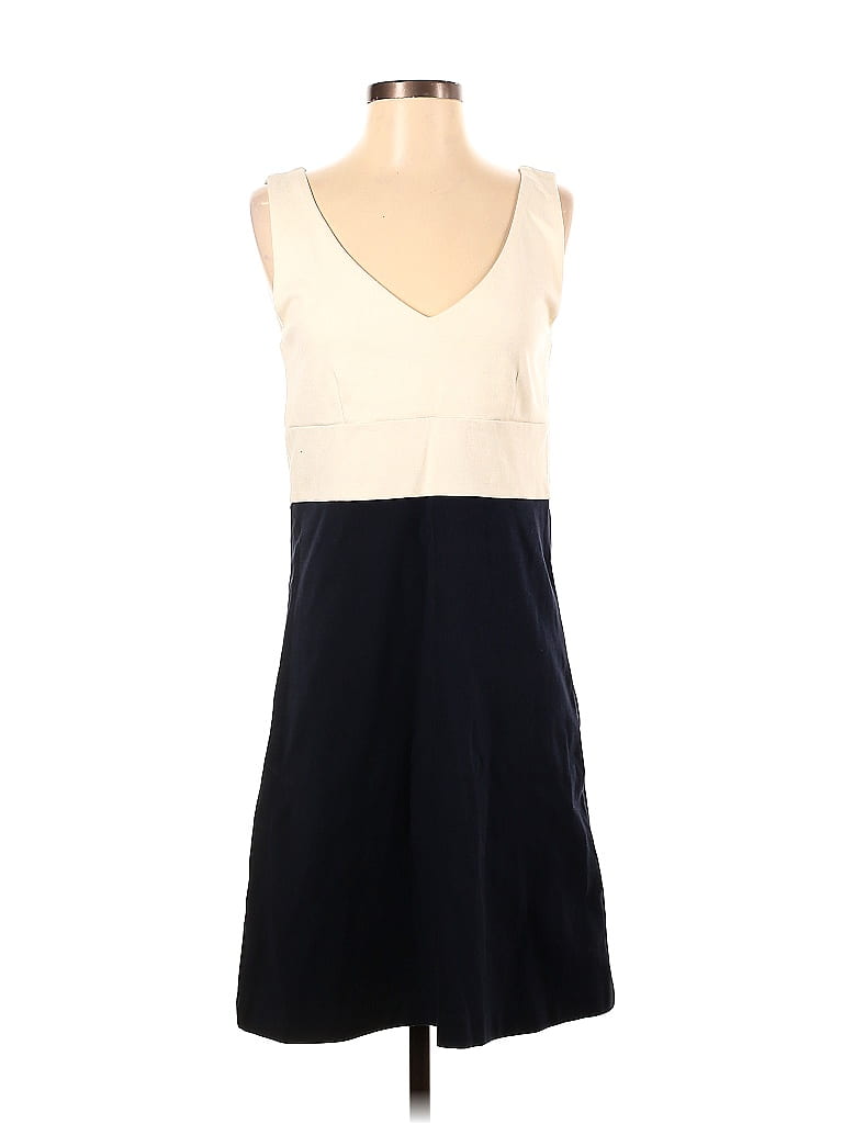 J Crew Color Block Solid Multi Color Ivory Casual Dress Size 4 75