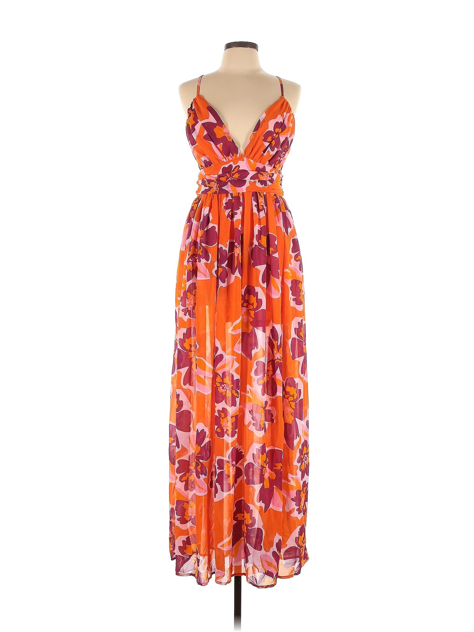 Dress Day 100 Polyester Floral Orange Cocktail Dress Size L 68 Off
