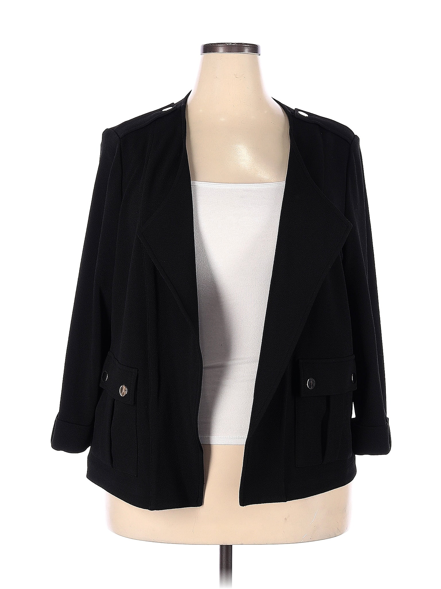 Kasper Solid Black Jacket Size 2X (Plus) - 75% off | ThredUp