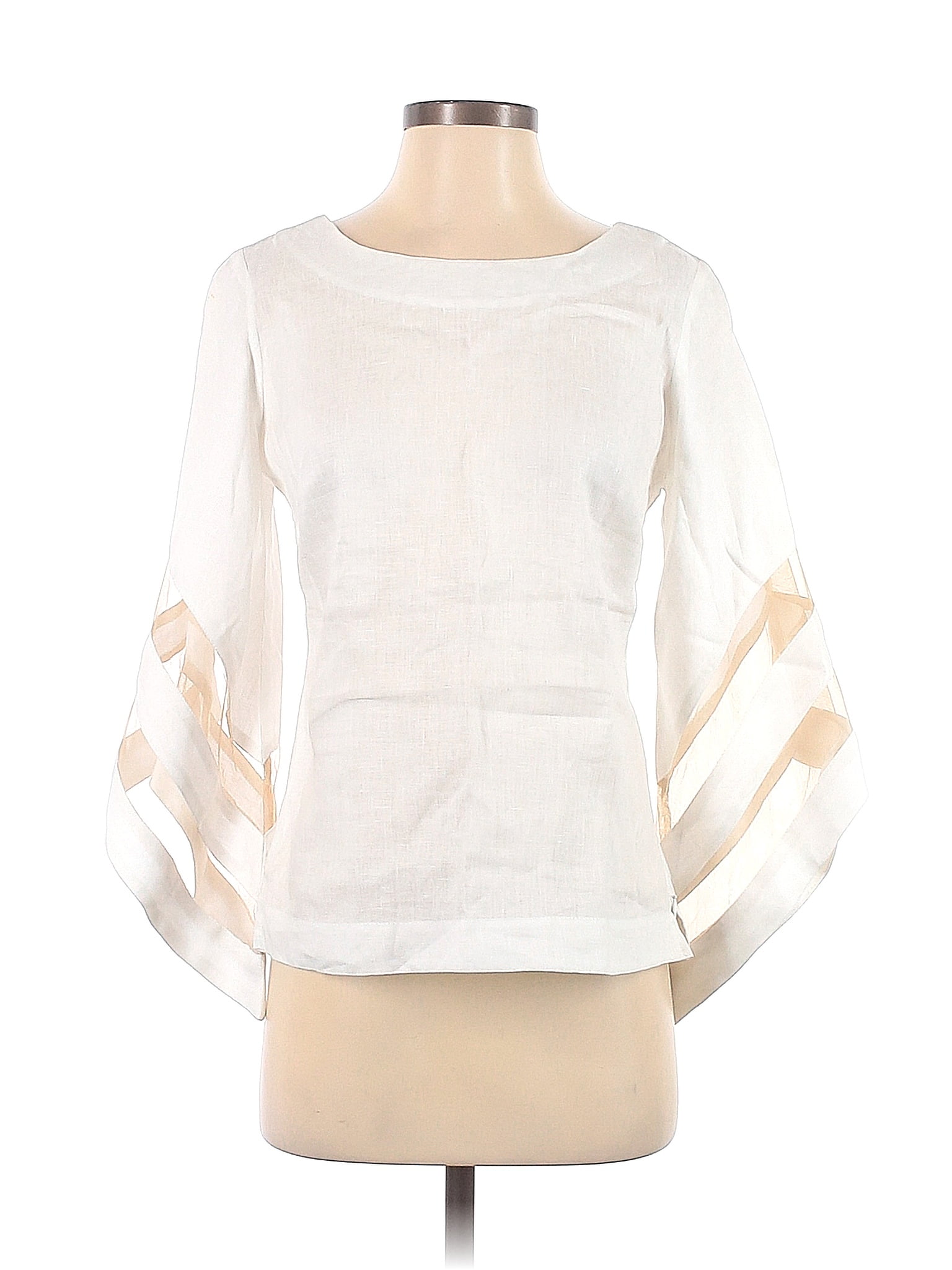 Assorted Brands 100 Linen White Ivory Long Sleeve Blouse Size Xs 56