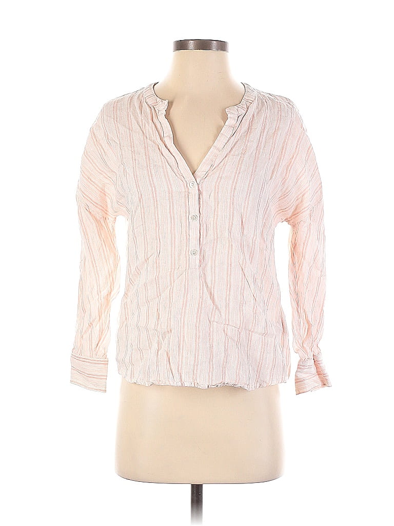 Joie 100% Linen Stripes Pink Long Sleeve Button-Down Shirt Size XS - 81% off | thredUP