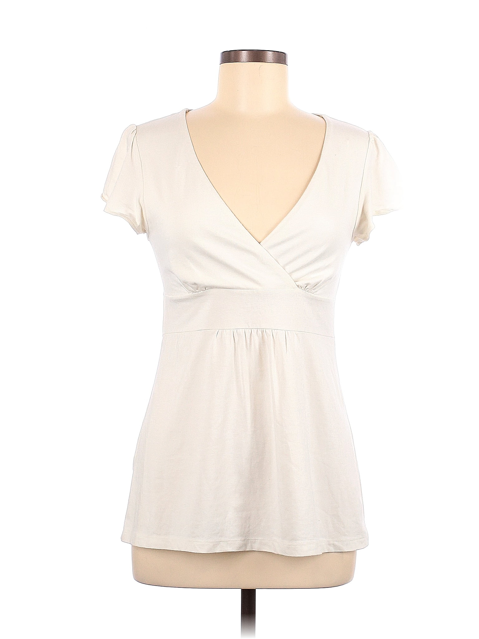 Ann Taylor Loft Solid Ivory Short Sleeve Top Size M 66 Off Thredup
