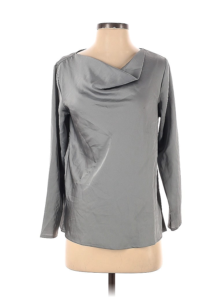 Ann Taylor 100 Polyester Solid Gray Long Sleeve Blouse Size Xs 77